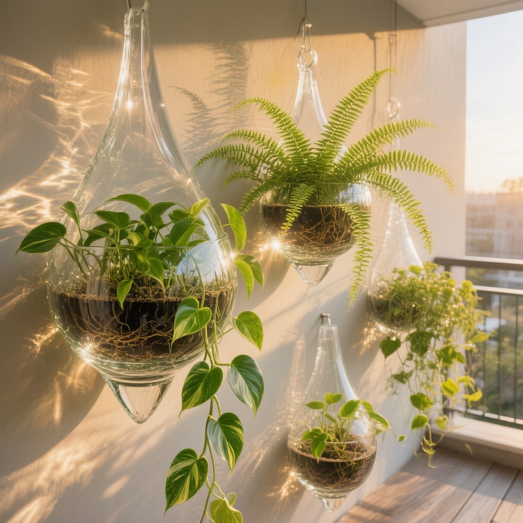 Glass Wall Hanging Planters | Balcony & Indoor Decor Ideas